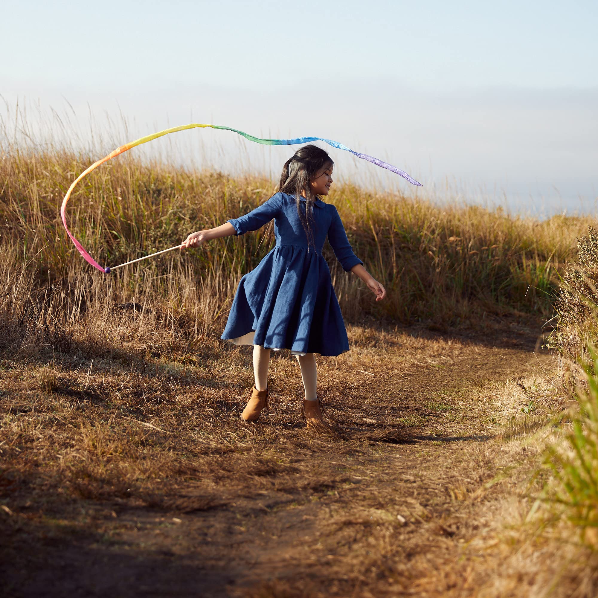 Sarah's Silks Rainbow Streamer - 8' Long Twirling Ribbon Wand for Kids | Montessori and Waldorf Toys