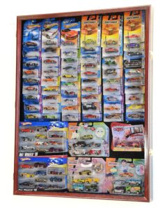 hot wheels/matchbox for cars in retail boxes display case cabinet w/uv door, cherry