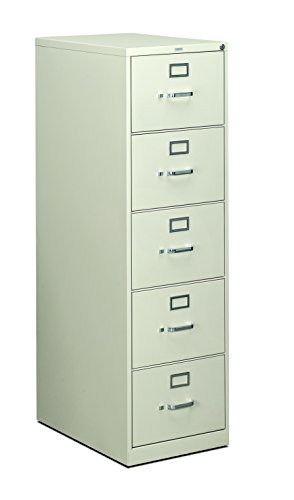 HON 5 Drawer Filing Cabinet - 310 Series Full-Suspension Legal File Cabinet, 26-1/2-Inch Drawers, Light Gray (H315C)