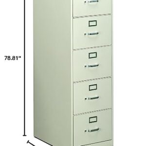 HON 5 Drawer Filing Cabinet - 310 Series Full-Suspension Legal File Cabinet, 26-1/2-Inch Drawers, Light Gray (H315C)