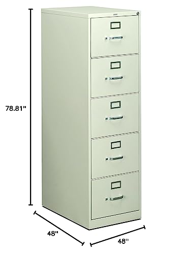 HON 5 Drawer Filing Cabinet - 310 Series Full-Suspension Legal File Cabinet, 26-1/2-Inch Drawers, Light Gray (H315C)