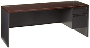 hon 38000 series right pedestal credenza, 72w x 24d x 29-1/2h, mahogany/charcoal