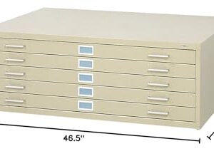 Safco Products 4996TSR Flat File for 42" W x 30" D Documents, 5-Drawer (Additional Options Sold Separately), Tropic Sand