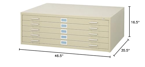 Safco Products 4996TSR Flat File for 42" W x 30" D Documents, 5-Drawer (Additional Options Sold Separately), Tropic Sand