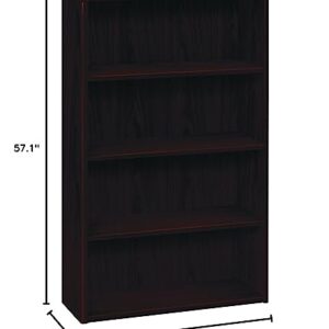 HON 10700 Series Wood Bookcase Four Shelf 36w x 13 1/8d x 57 1/8h Mahogany