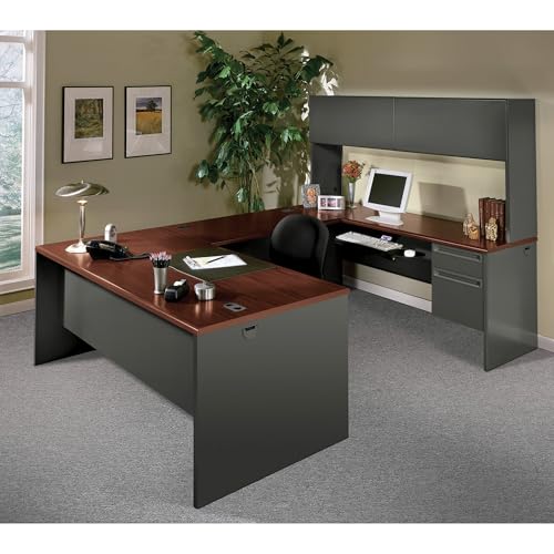 HON 38000 Series Right Pedestal Desk, 48" X 30" X 29.5", Mahogany/Charcoal