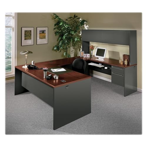 HON 38000 Series Right Pedestal Desk, 48" X 30" X 29.5", Mahogany/Charcoal