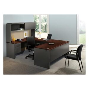 HON 38000 Series Right Pedestal Desk, 48" X 30" X 29.5", Mahogany/Charcoal