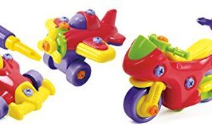 Discovery Toys Motor Works Set of 3 Vehicles: Race Car, Airplane, Motorcycle with Electric Drill & Case | STEM Educational Toy Learning & Childhood Development 4 Years and Up