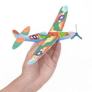 Rhode Island Novelty 8 Inch Flying Glider Plane, Set of 12 Multicolor