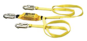 two-legged web lanyard with sofstop® shock absorber and locking snap hooks