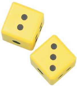 champion sports 3 inch coated foam dice, yellow