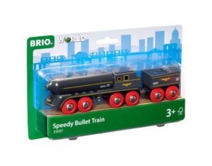 brio world - 33697 speedy bullet train - engaging 2-piece wooden toy train set | ideal for kids age 3+ | enhances motor skills | compatible railway toys | fsc certified materials