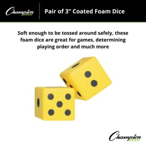 Champion Sports 3 Inch Coated Foam Dice, Yellow