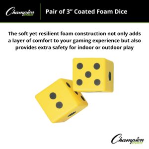 Champion Sports 3 Inch Coated Foam Dice, Yellow