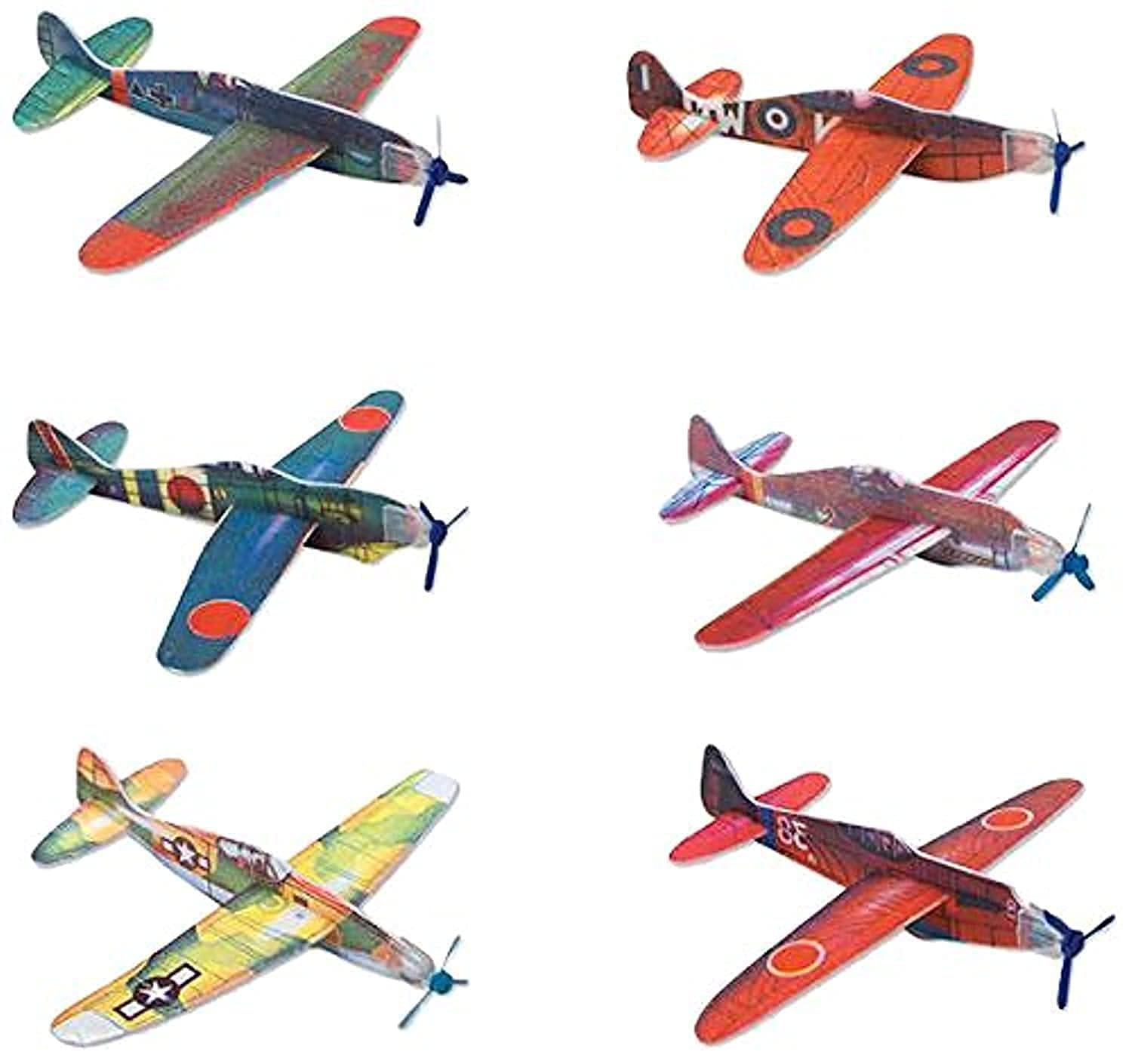 Rhode Island Novelty 8 Inch Flying Glider Plane, Set of 12 Multicolor