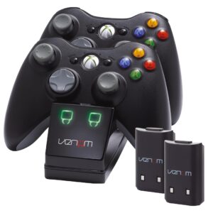 venom xbox 360 twin docking station with 2 x rechargeable battery packs: black (xbox 360)