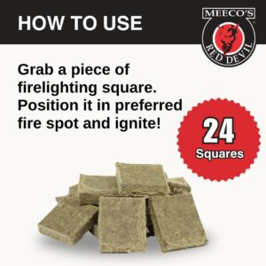 MEECO'S RED DEVIL Surestart® Firelighting Squares Pack of 24 - Quick Lighting for Indoor/Outdoor Fireplaces, Wood Stoves, Pellet Stoves, Campfires, Fire Pits, Smoker Grills, & Pizza Ovens