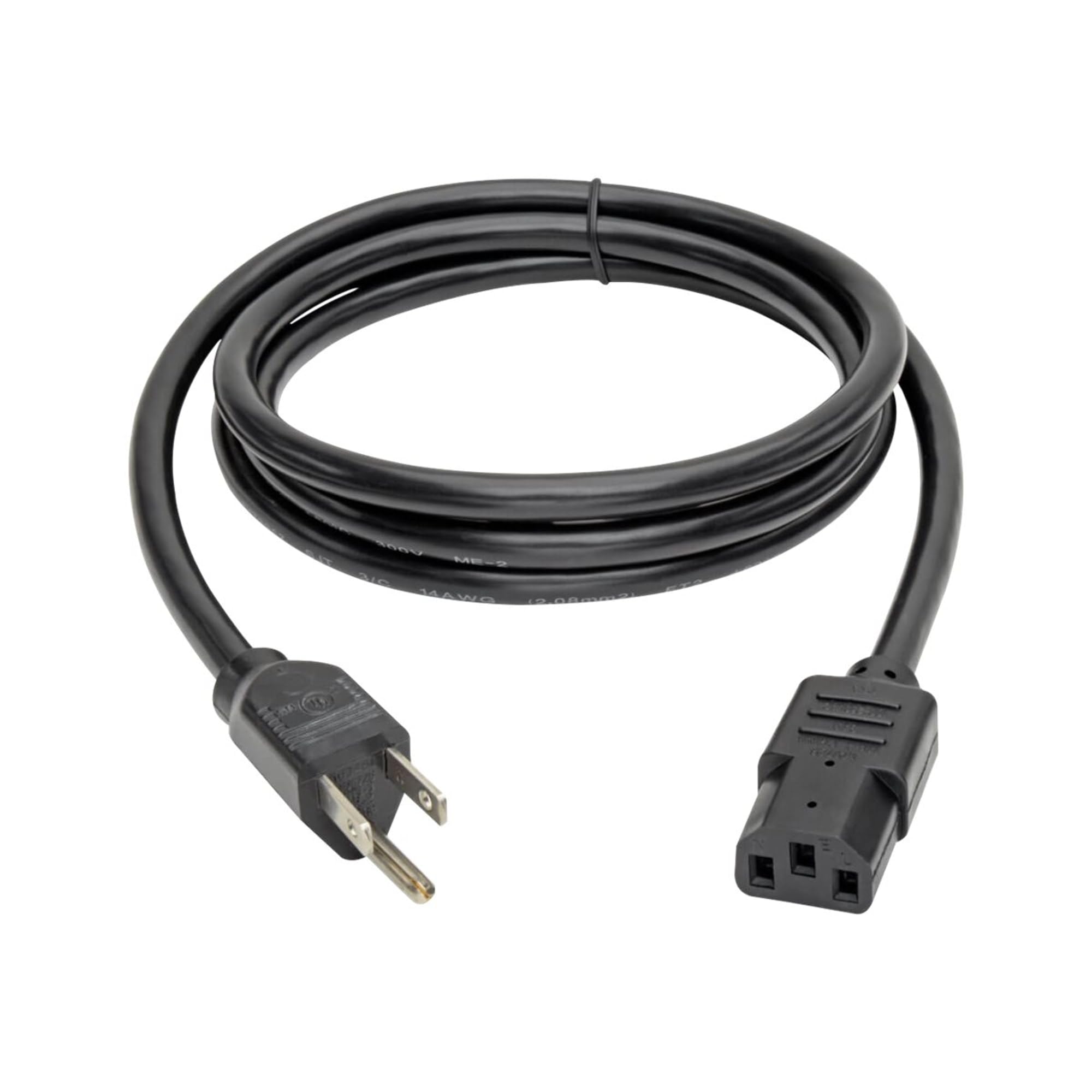 Tripp Lite P007-006 Heavy Duty Computer Power Cord, 15A, 14AWG (NEMA 5-15P to IEC-320-C13), 6-ft Black