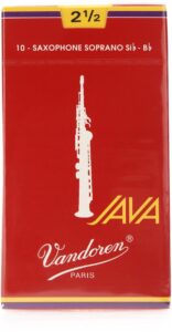 vandoren sr3025r soprano sax java red reeds strength 2.5; box of 10