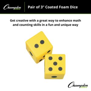 Champion Sports 3 Inch Coated Foam Dice, Yellow