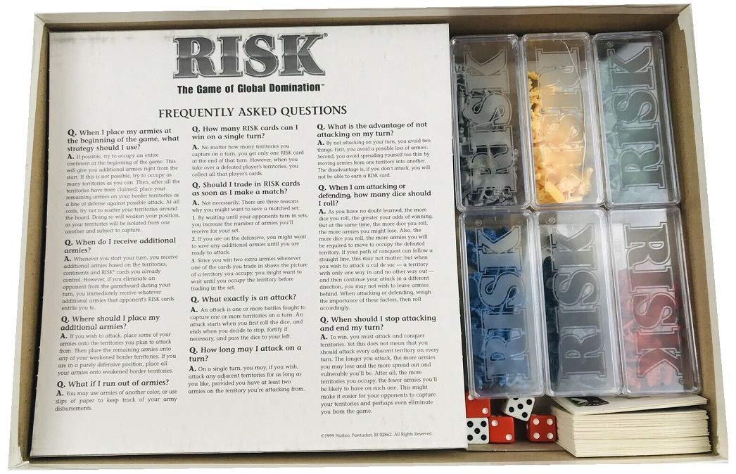 Parker Brothers Risk 1998 Board Game with Army Shaped Pieces