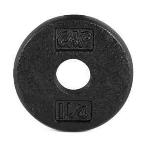 cap barbell cast iron standard 1-inch weight plates, black, 1.25 pounds