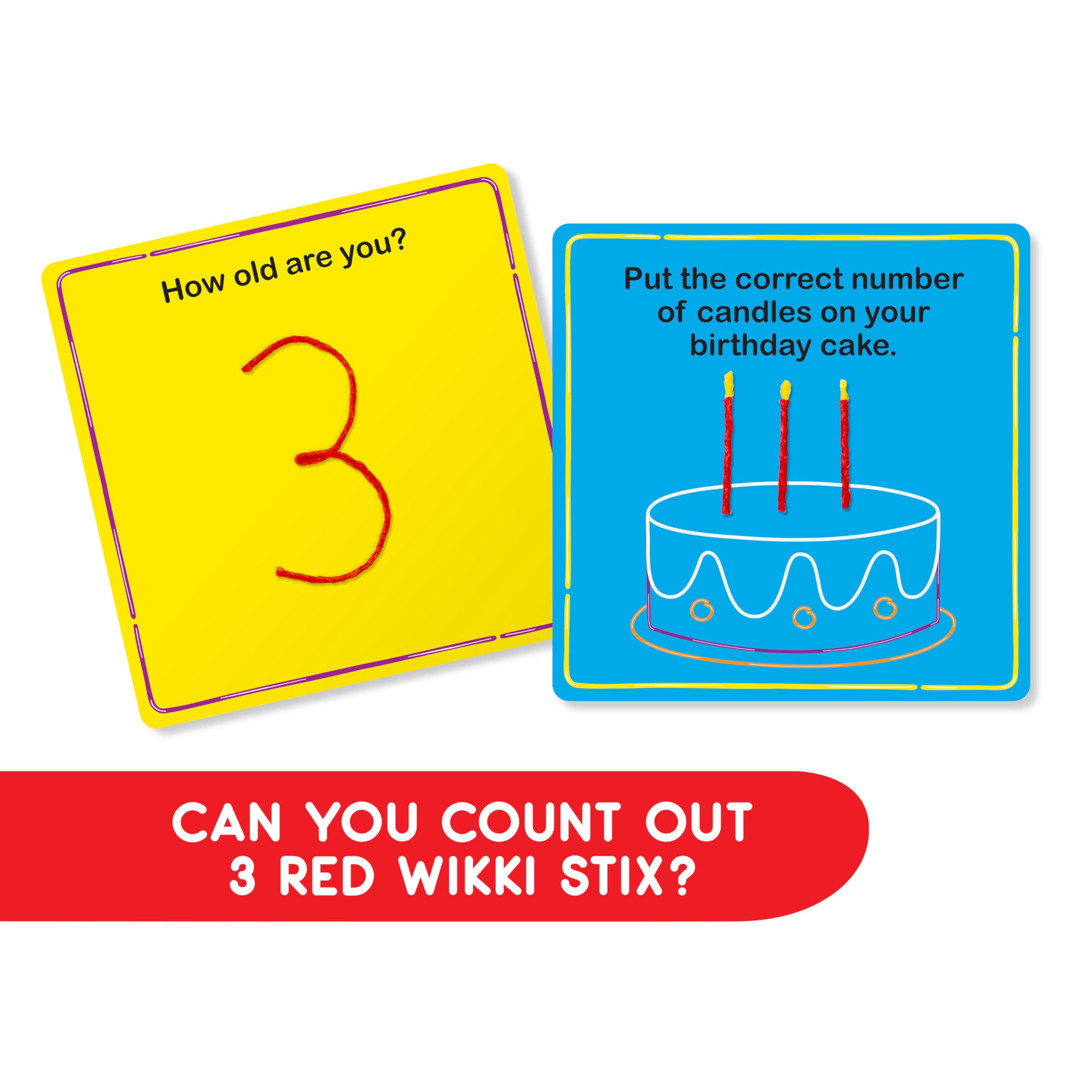 Wikki Stix Numbers and Counting Cards, Preschool & Kindergarten Tactile Learning, STEM Toy, Numbers 1-20 Plus 7 Bonus Cards, 36 Wikki Stix, for 3 & Up.