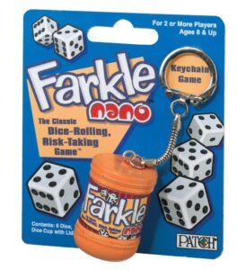 farkle nano keychain -- classic dice-rolling risk-taking game -- travel sized -- for ages 8+