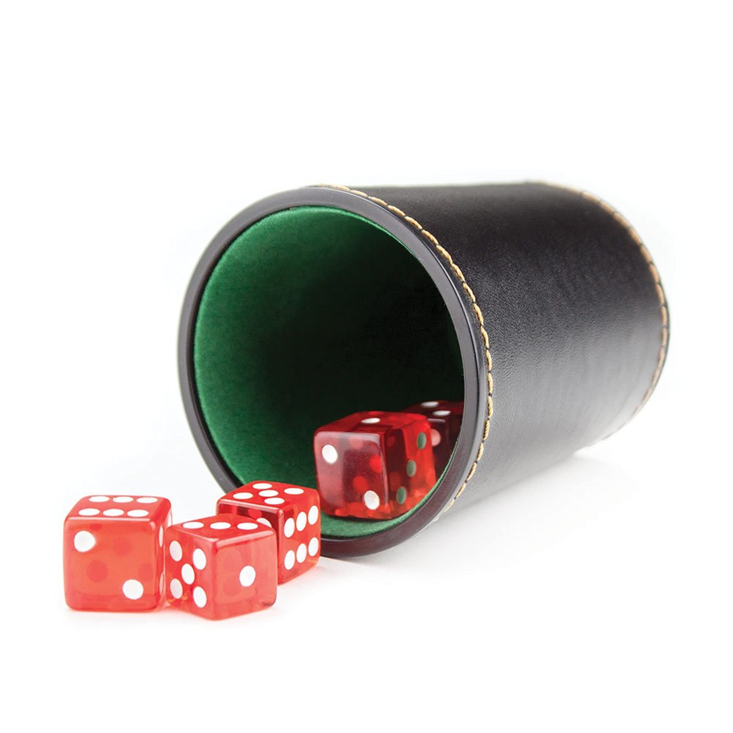 Brybelly Felt-Lined Synthetic Leather Dice Cup 4x3x3 in