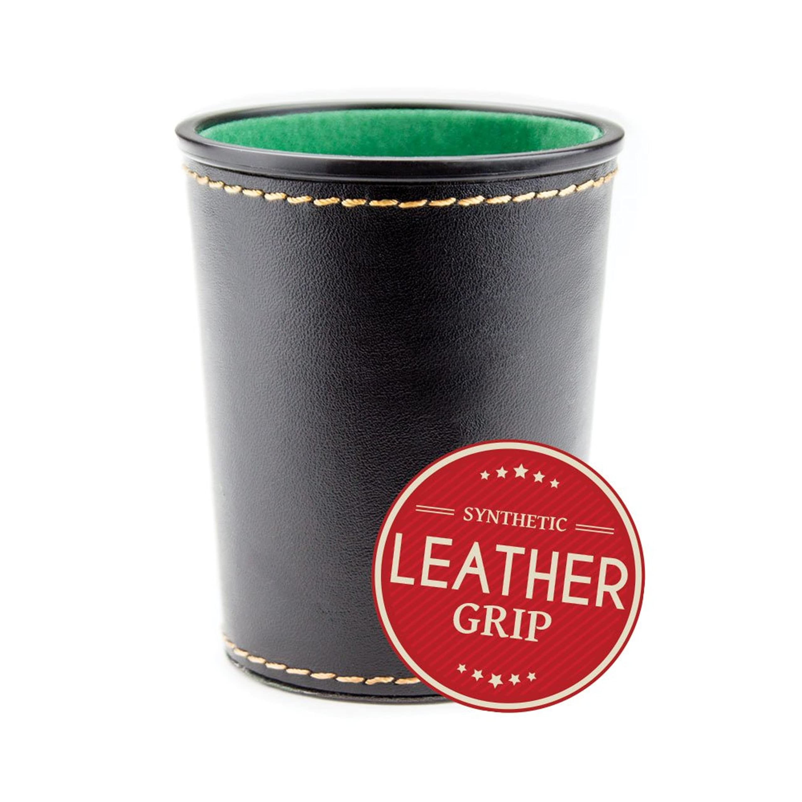 Brybelly Felt-Lined Synthetic Leather Dice Cup 4x3x3 in