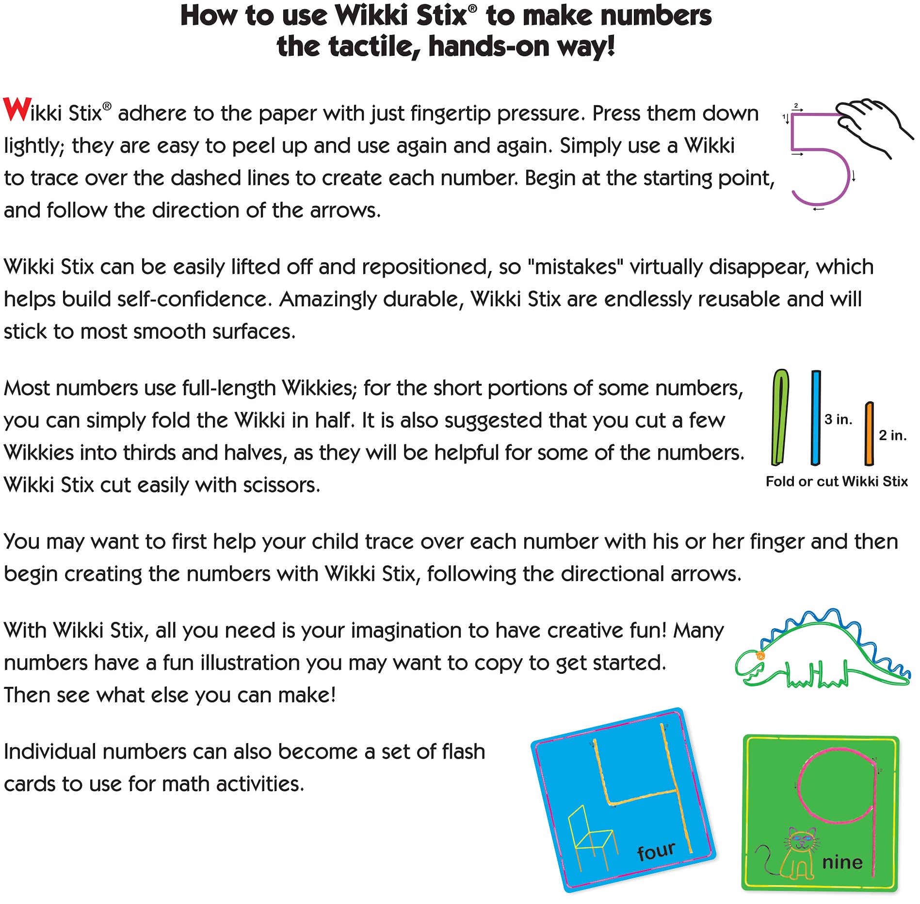 Wikki Stix Numbers and Counting Cards, Preschool & Kindergarten Tactile Learning, STEM Toy, Numbers 1-20 Plus 7 Bonus Cards, 36 Wikki Stix, for 3 & Up.