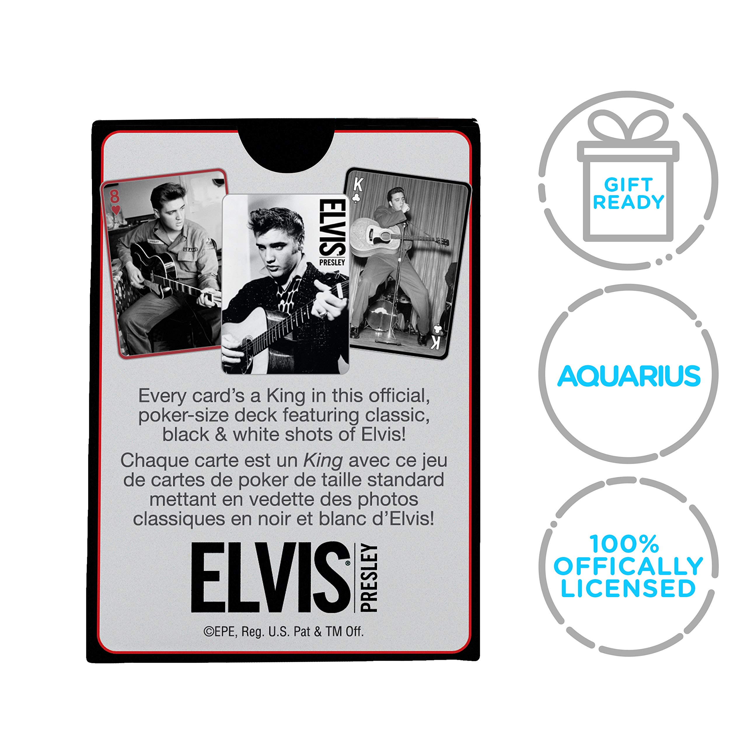 AQUARIUS Elvis Playing Cards - Elvis Presley Themed Deck of Cards for Your Favorite Card Games - Officially Licensed Elvis Merchandise & Collectibles - Poker Size with Linen Finish