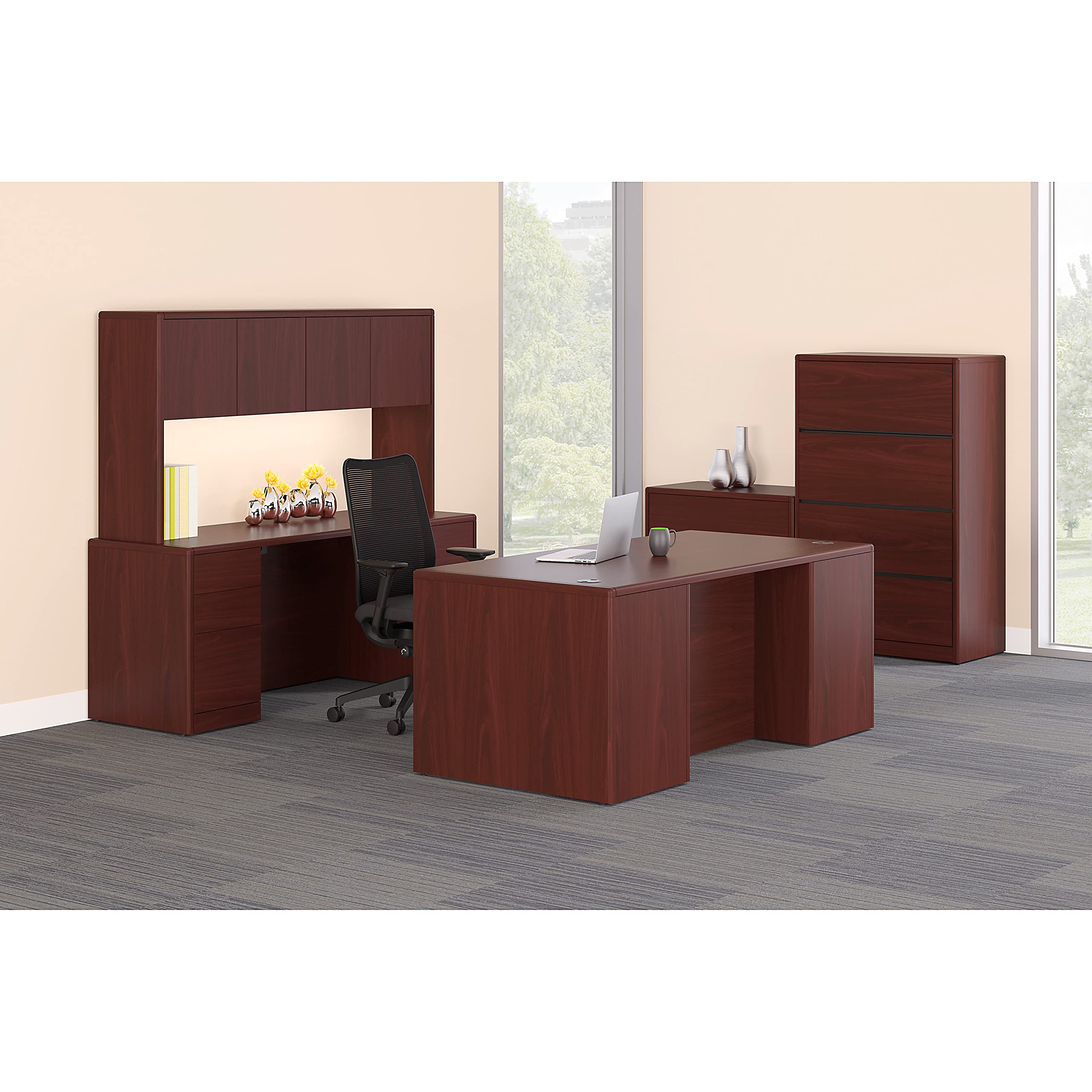 HON 10700 Waterfall Edge Series 47 by 24 by 29-1/2-Inch Bridge for U Workstation, Mahogany