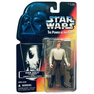 star wars, power of the force red card, han solo in carbonite action figure, 3.75 inches