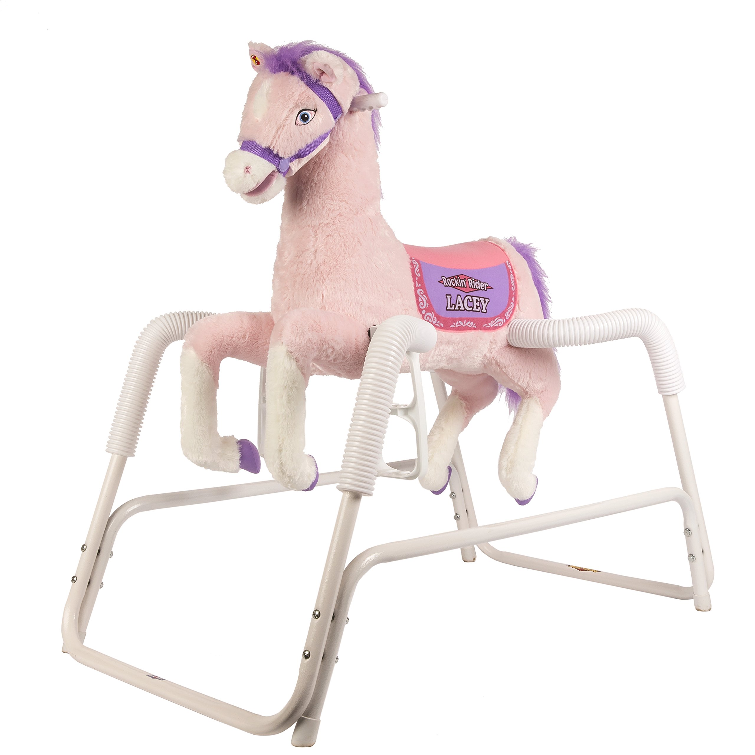 Rockin' Rider Lacey Talking Plush Spring Horse,White, Large