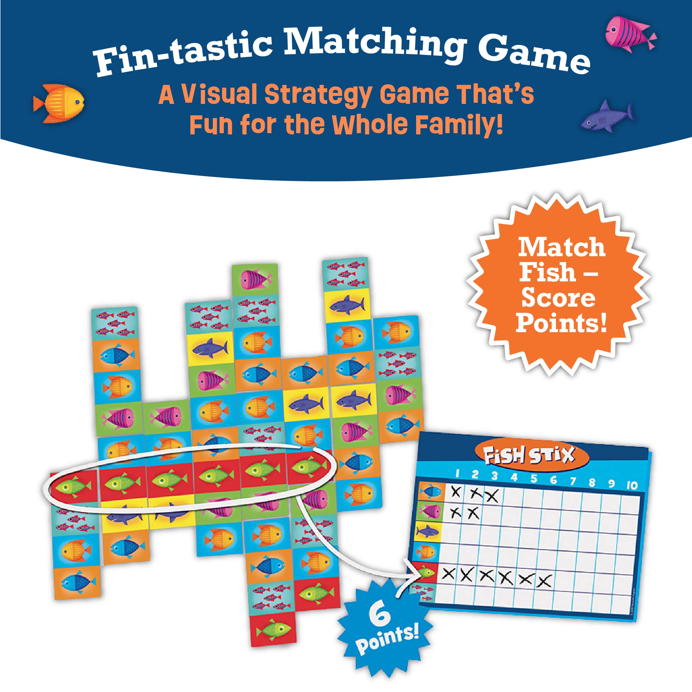 Peaceable Kingdom Award Winning Fish Stix The Kids' Board Game Where Every Fish Counts 2-4 Players Ages 6+