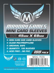 mayday games mini card sleeve 45 mm x 68 mm pack of 100