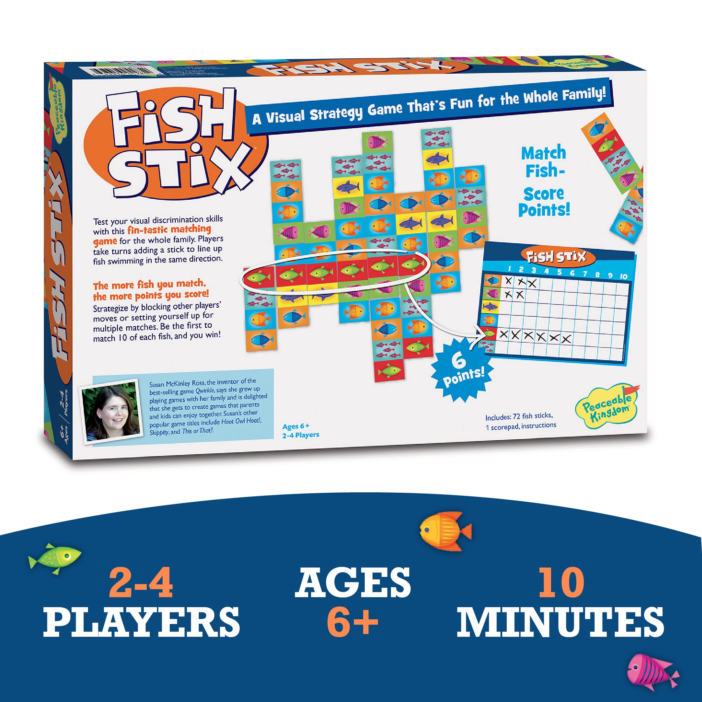 Peaceable Kingdom Award Winning Fish Stix The Kids' Board Game Where Every Fish Counts 2-4 Players Ages 6+