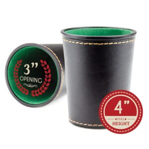 Brybelly Felt-Lined Synthetic Leather Dice Cup 4x3x3 in