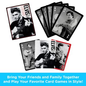 AQUARIUS Elvis Playing Cards - Elvis Presley Themed Deck of Cards for Your Favorite Card Games - Officially Licensed Elvis Merchandise & Collectibles - Poker Size with Linen Finish