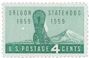 #1124 - 1959 4c oregon statehood u. s. postage stamp numbered plate block (4)