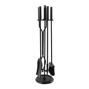 minuteman international neoclassic 5-piece fireplace tool set, black, round base