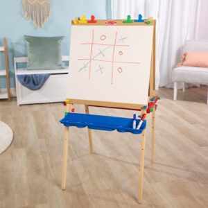 Melissa & Doug Deluxe Standing Art Easel - Dry-Erase Board, Chalkboard, Paper Roller - FSC Certified, 27"D x 26"W x 47"H