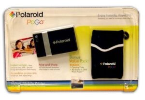 polaroid pogo instant digital mobile printer + 40 sheets of zink paper & case bundle (black)