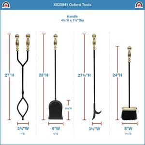 Minuteman International Oxford 5-piece Fireplace Tool Set, Polished Brass and Black