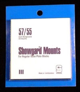 showgard pre-cut black stamp mounts size 57/55