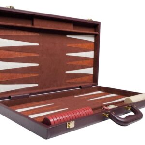 21-inch Backgammon Set - Brown Board and Playing Surface - White and Light Brown Points