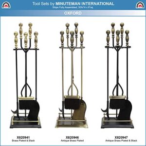 Minuteman International Oxford 5-piece Fireplace Tool Set, Polished Brass and Black