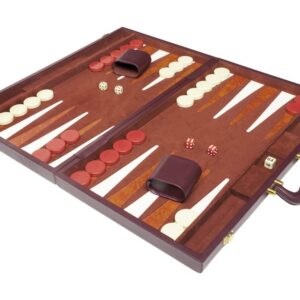 21-inch Backgammon Set - Brown Board and Playing Surface - White and Light Brown Points